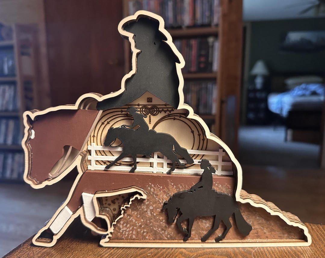 Custom Reining Horse Multi-layer Laser Cut Statue - Etsy