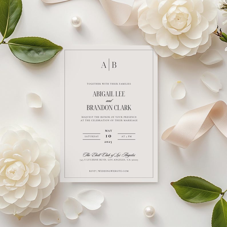 Editable Wedding Invitation Template Canva Customizable Modern Digital ...
