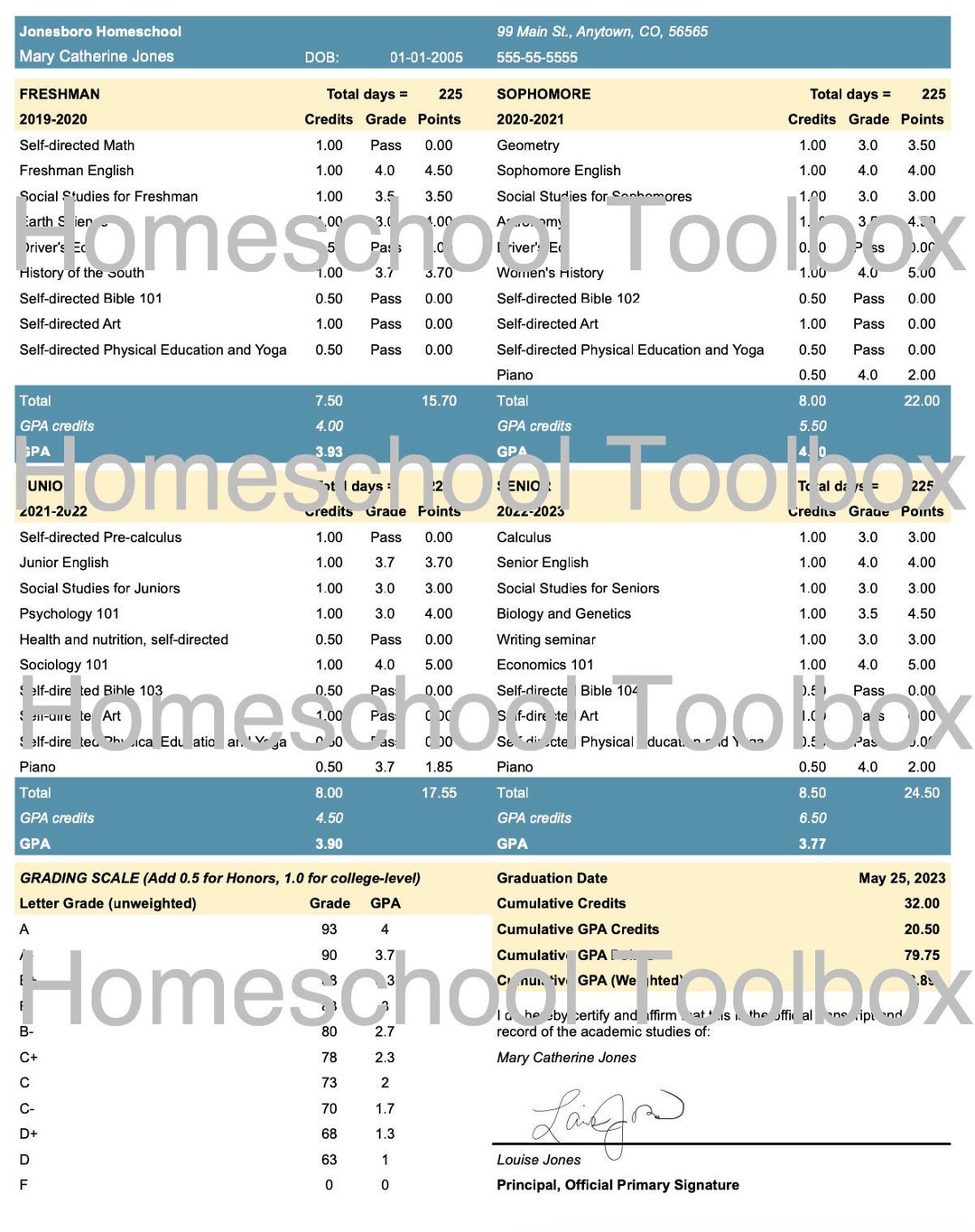 Homeschool One-page Transcript Template Plus GPA Calculator - Etsy