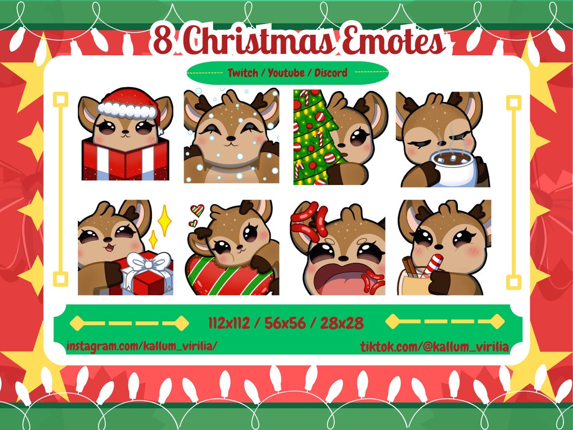 24 Christmas Reindeer Emotes Bundle - Youtube , Twitch , Discord ...