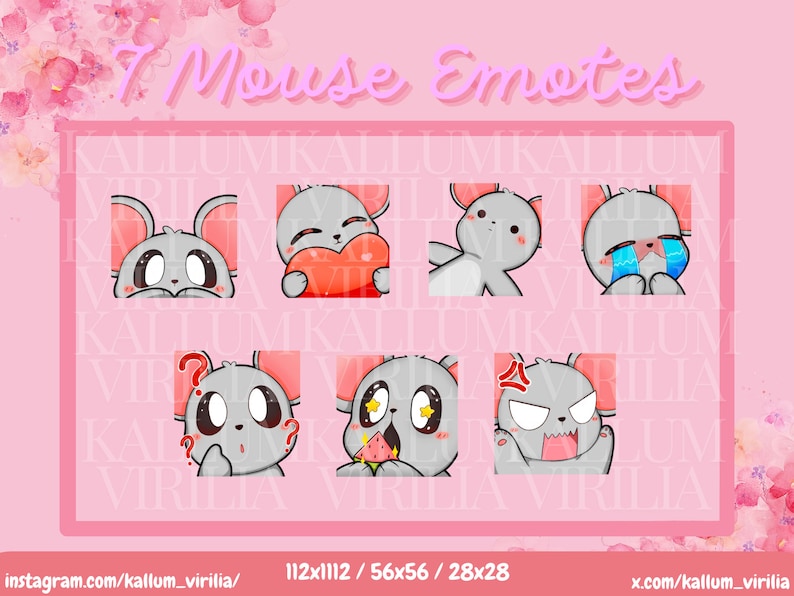 7 Mouse Emotes Pack - Youtube , Twitch , Discord // Kallum_virilia - Etsy