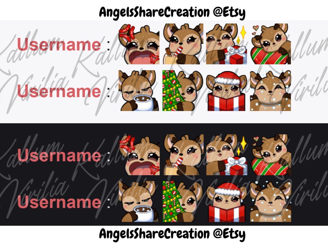 24 Christmas Reindeer Emotes Bundle - Youtube , Twitch , Discord ...
