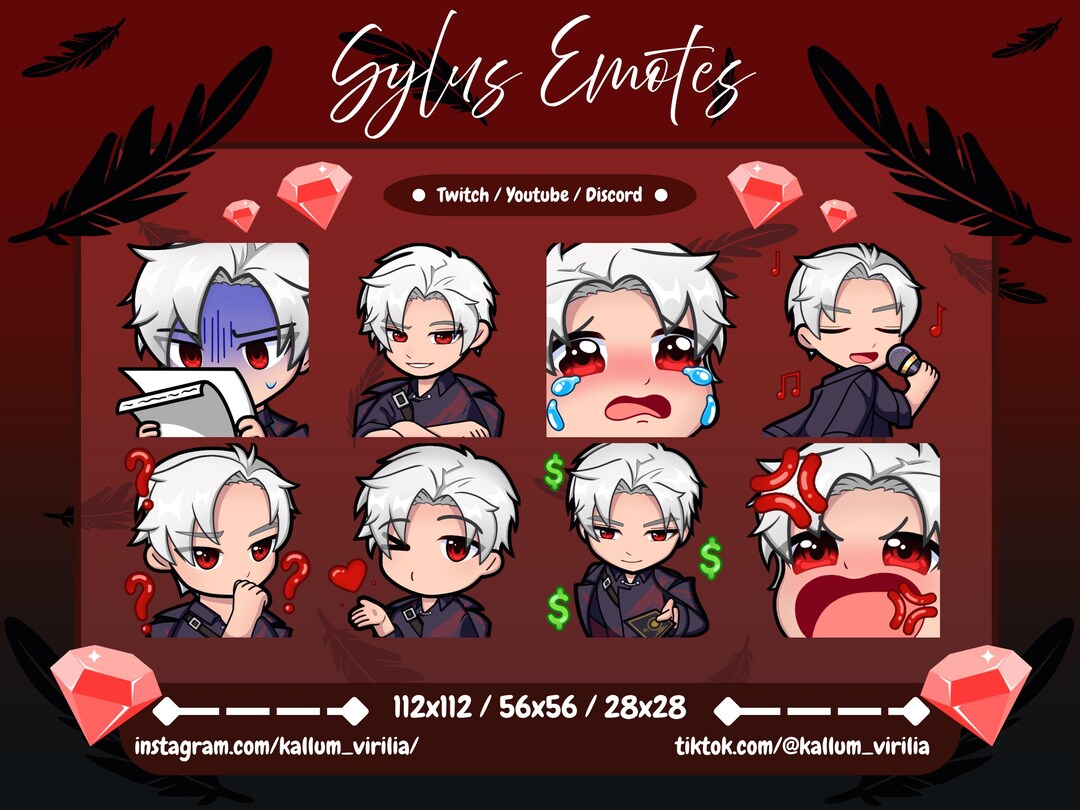 8 Sylus Emotes Pack - Youtube , Twitch , Discord // Kallum_virilia - Etsy
