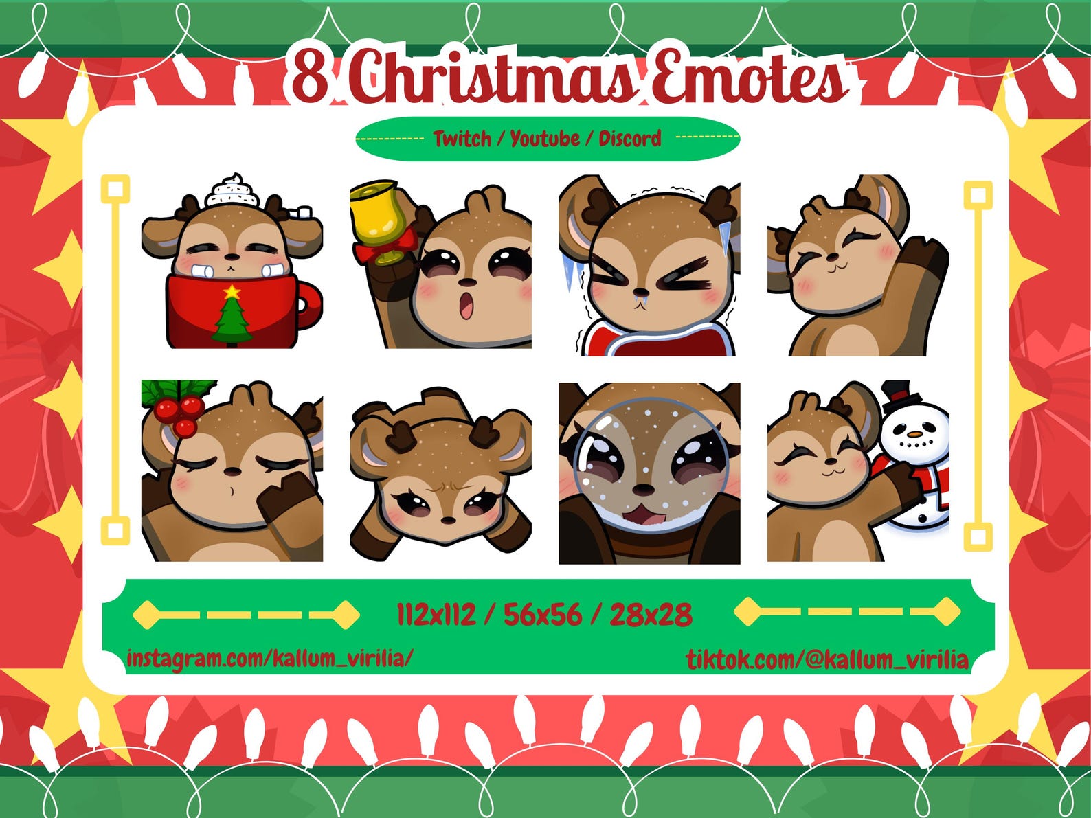 24 Christmas Reindeer Emotes Bundle - Youtube , Twitch , Discord ...
