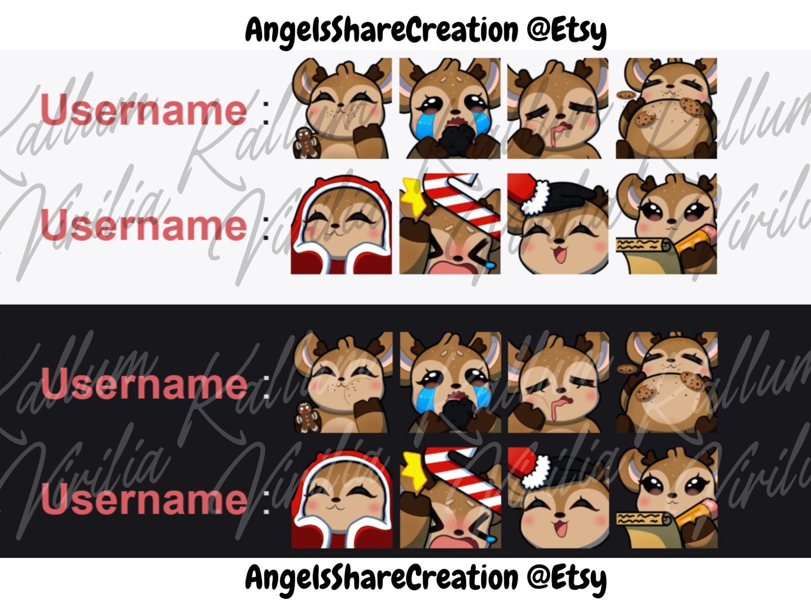 24 Christmas Reindeer Emotes Bundle - Youtube , Twitch , Discord ...