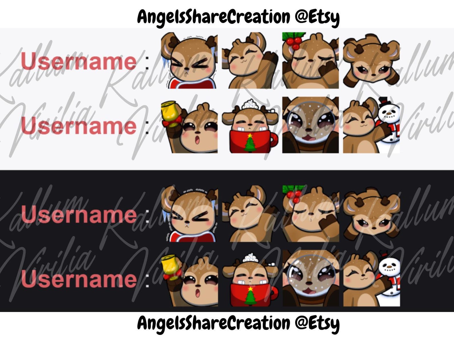 24 Christmas Reindeer Emotes Bundle - Youtube , Twitch , Discord ...