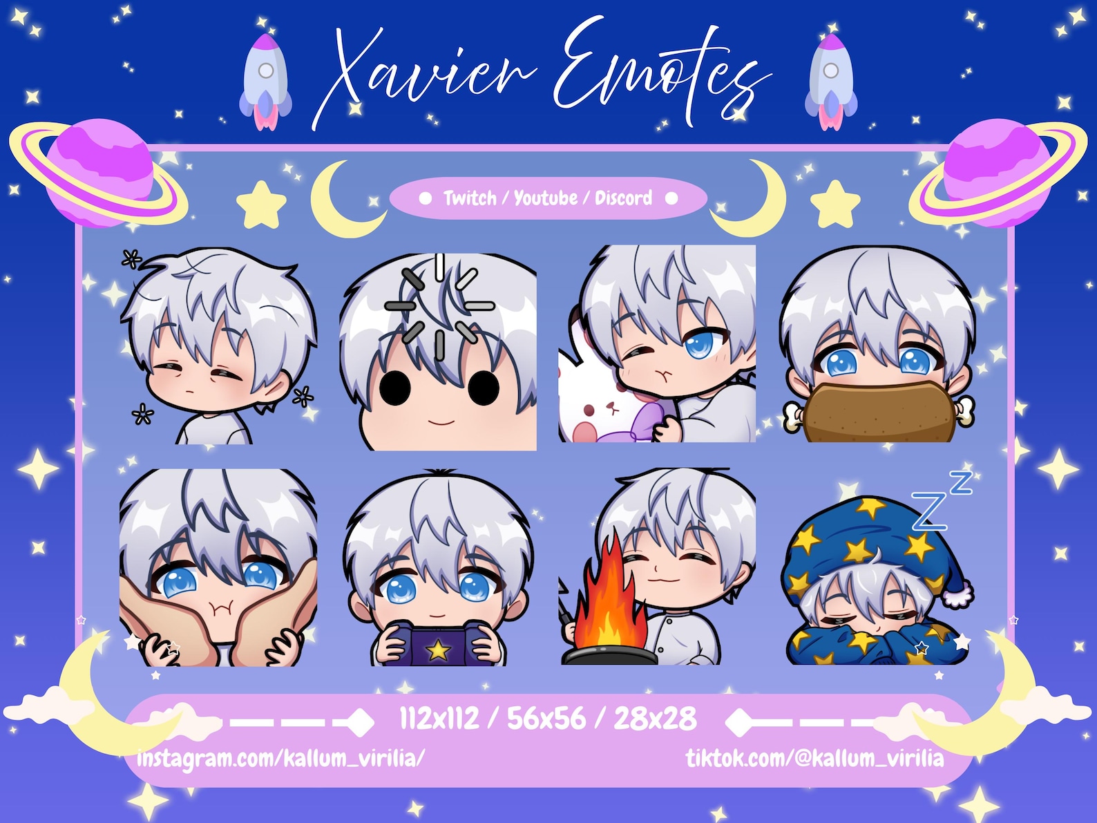 8 Xavier Emotes Pack - Youtube , Twitch , Discord // Kallum_virilia - Etsy