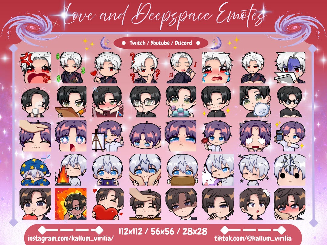 40 Love and Deepspace Emotes Bundle- Youtube , Twitch , Discord ...