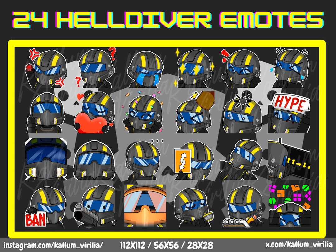 24 Helldiver Emotes Bundle - Youtube , Twitch , Discord // Kallum ...
