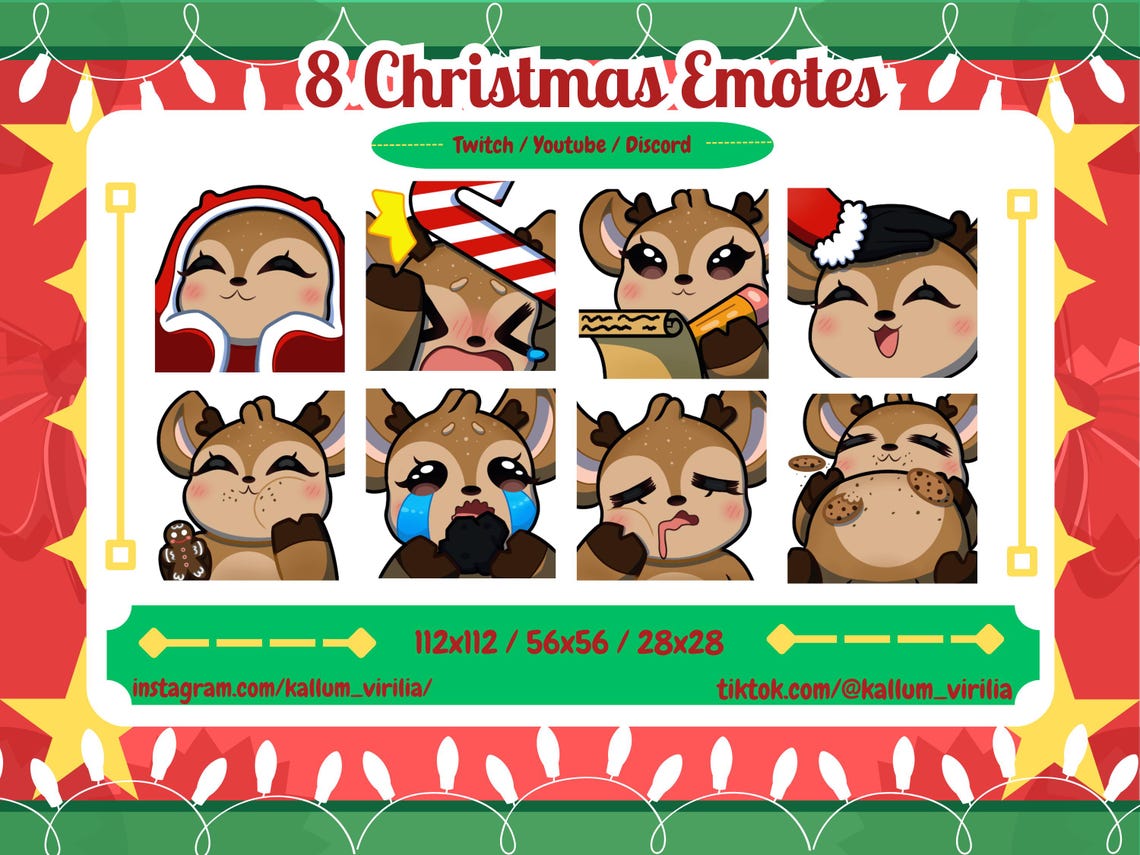 24 Christmas Reindeer Emotes Bundle - Youtube , Twitch , Discord ...