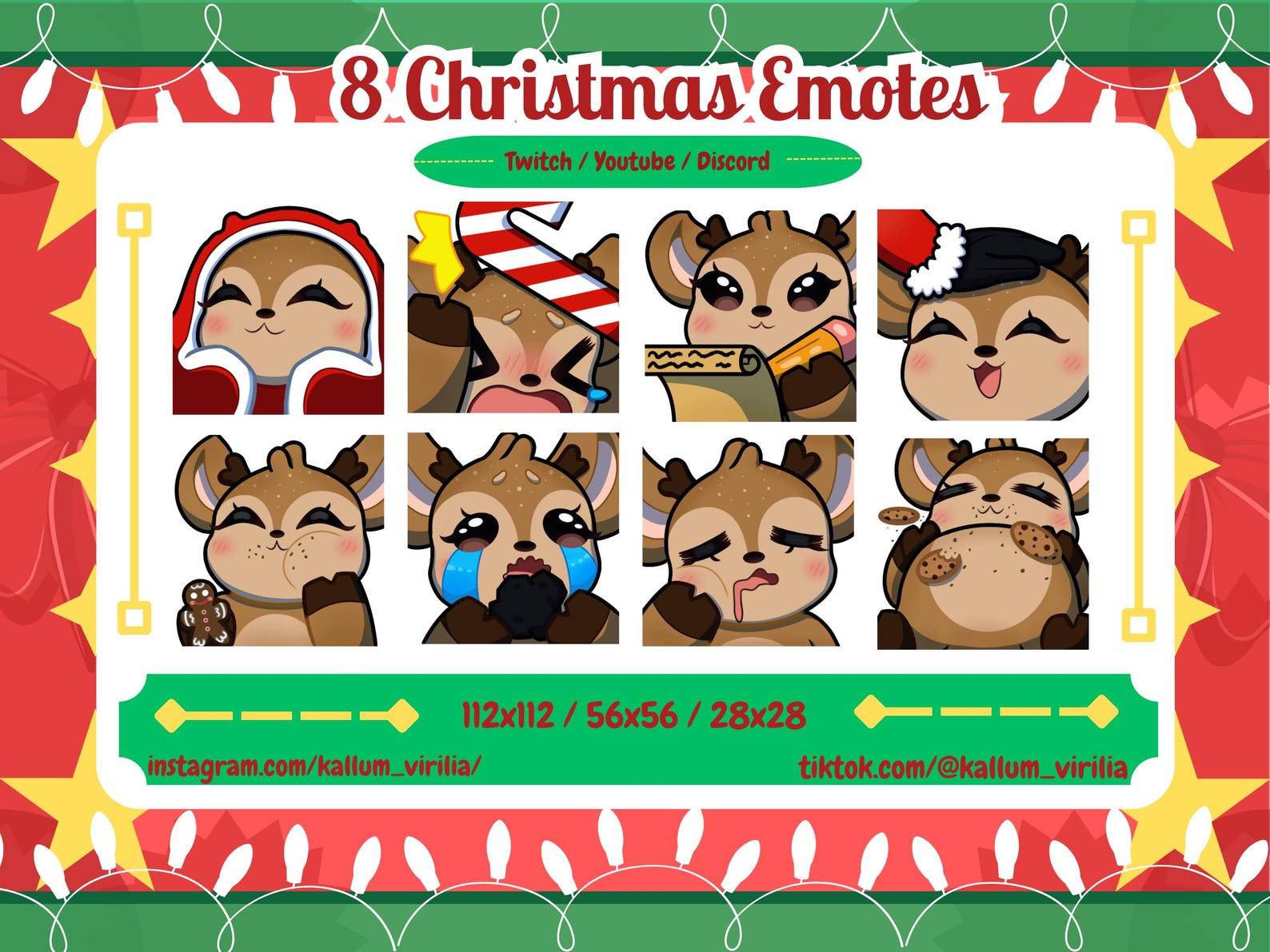 24 Christmas Reindeer Emotes Bundle - Youtube , Twitch , Discord ...
