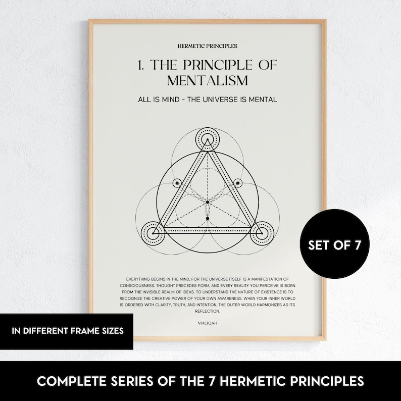Hermetic Principles Poster Set of 7 Universal Laws | Alchemy & Mystical ...