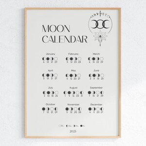 2025 Moon Phase Calendar 8 Different Designs Minimalist Astrology Wall ...