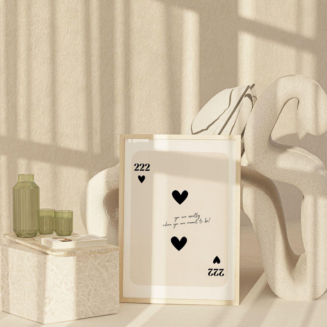 Angel Number 222 Poster, Playing Card Print, Instant Digital Download ...