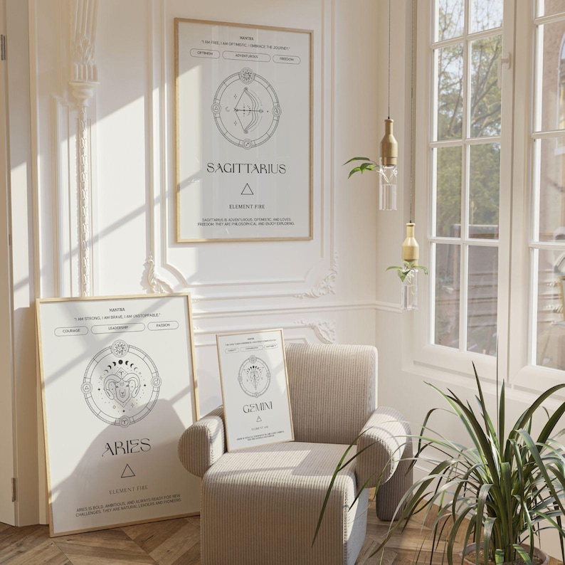 Zodiac Poster Bundle | 12 Zodiac Signs Poster Set | Astrology Wall Art ...