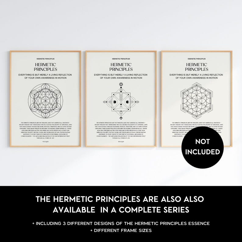 Hermetic Principles Poster Set of 7 Universal Laws | Alchemy & Mystical ...