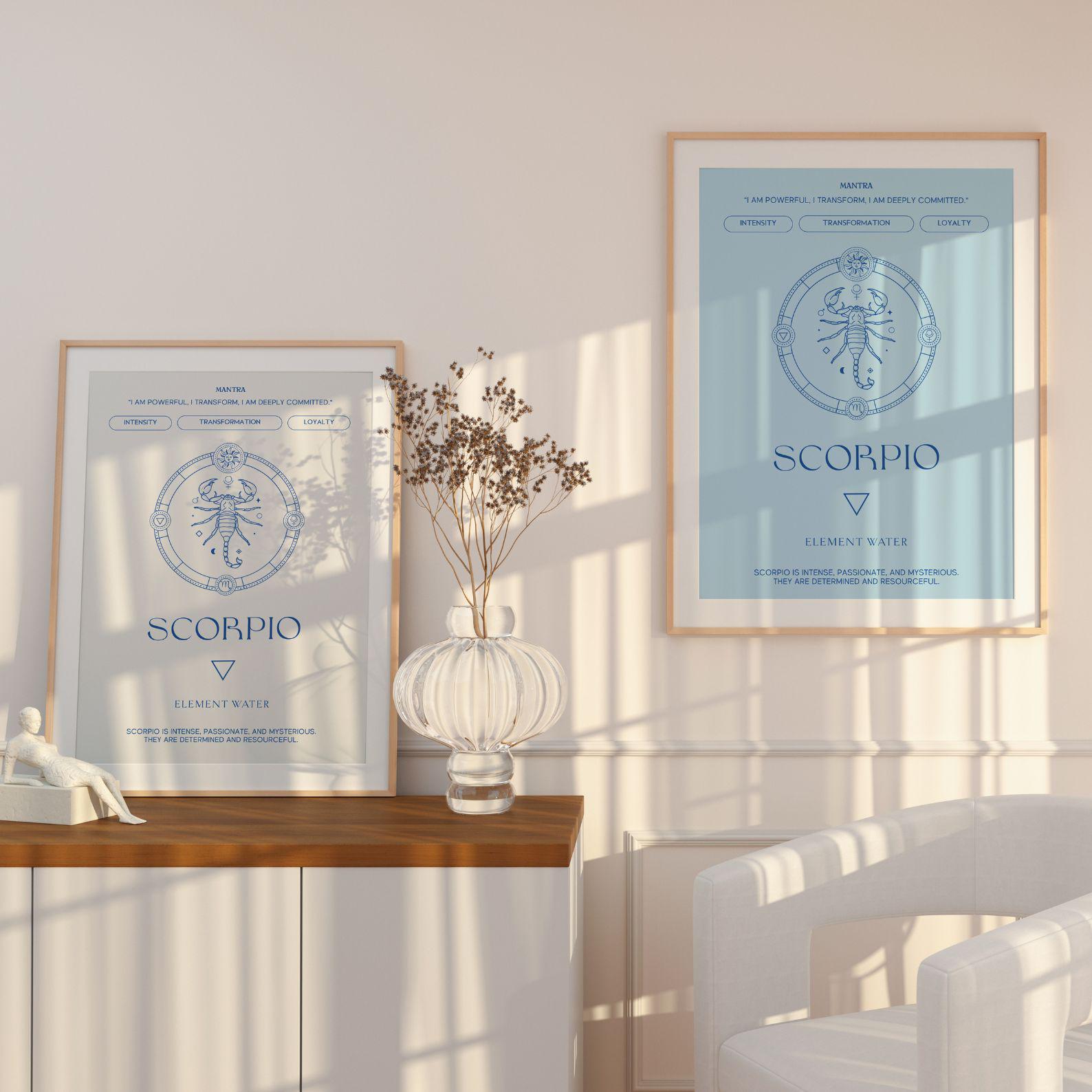 Scorpio Zodiac Sign Wall Art Poster Digital Download Astrology Print ...