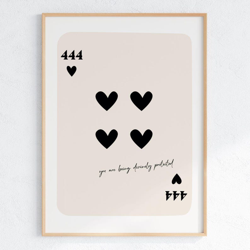 Angel Number 444 Poster, Playing Card Print, Instant Digital Download ...