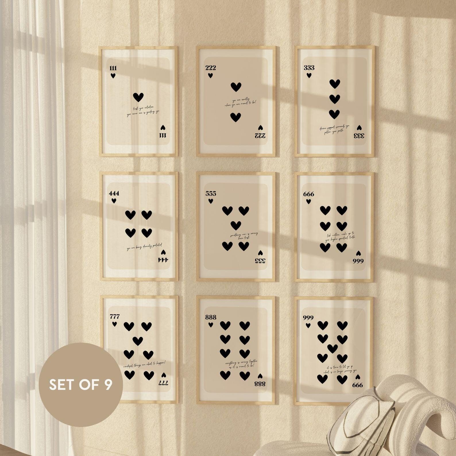 Angel Number Printable Set of 9, Playing Card Print, Instant Download ...