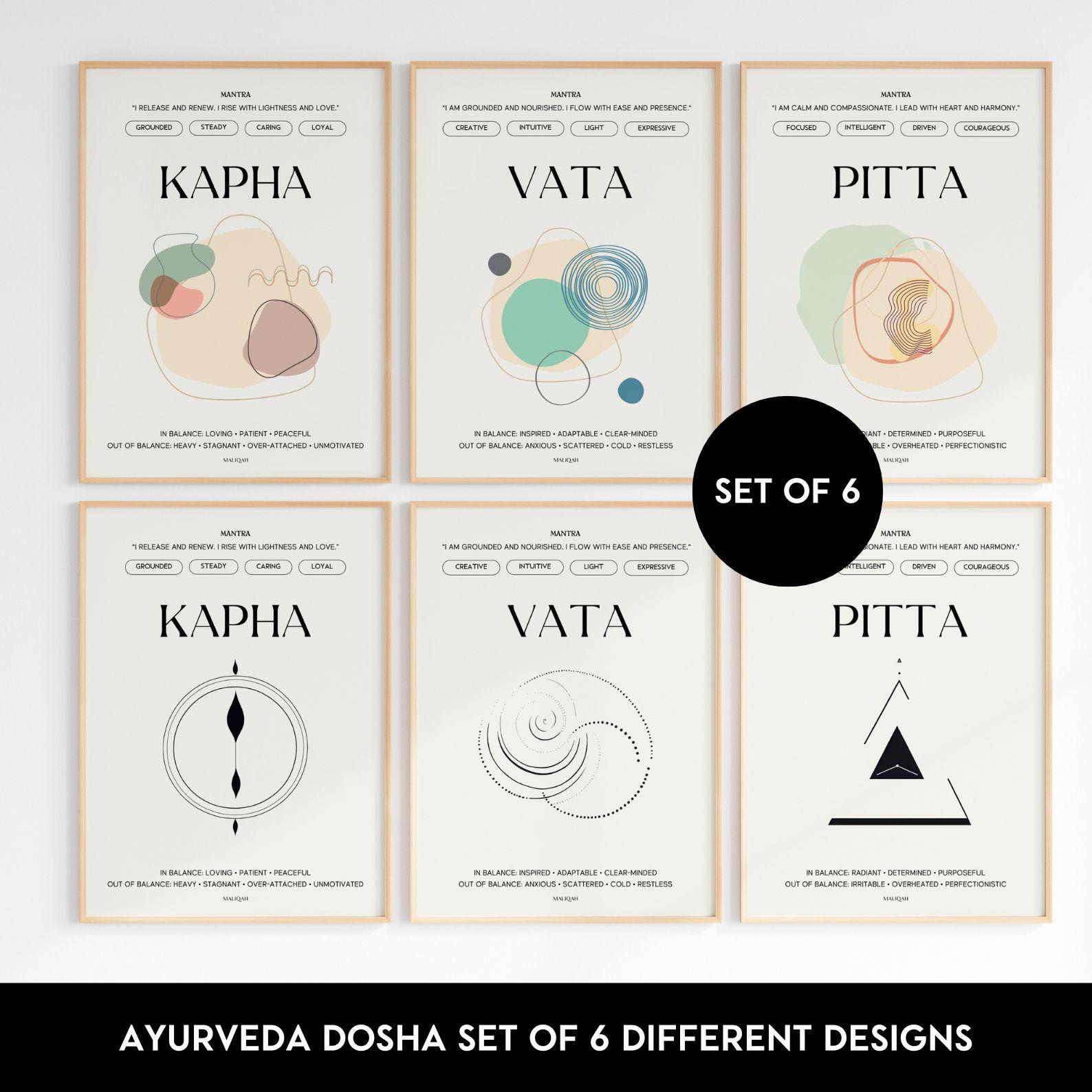 Ayurveda Dosha Poster Set Vata Pitta Kapha | Minimalist + Abstract ...