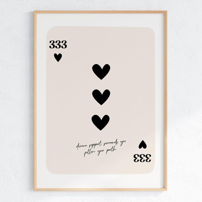 Angel Number 333 Poster, Playing Card Print, Instant Digital Download ...