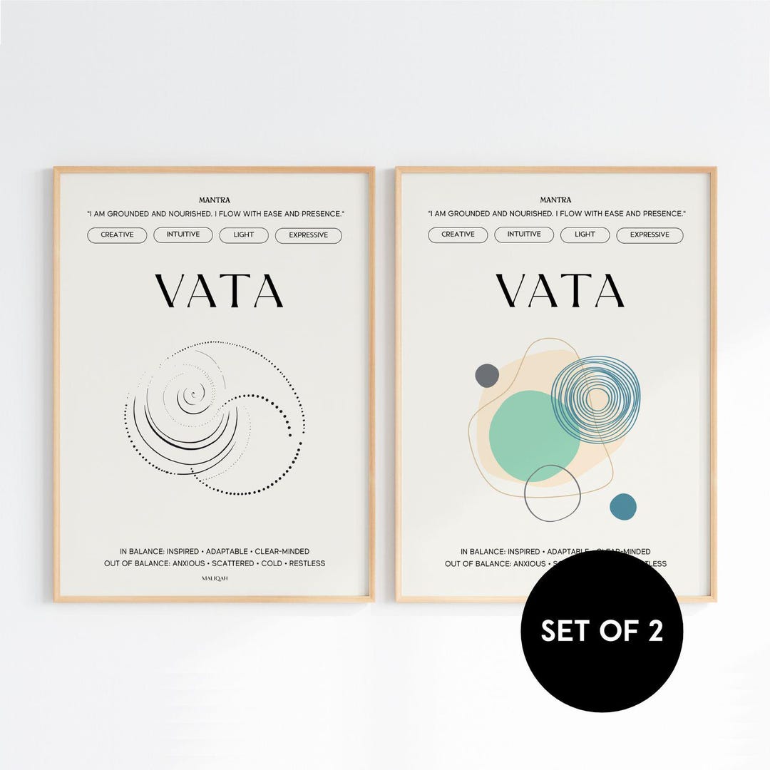 Vata Dosha Poster Set | Ayurveda Wall Art Decor | Minimalist Spiritual ...