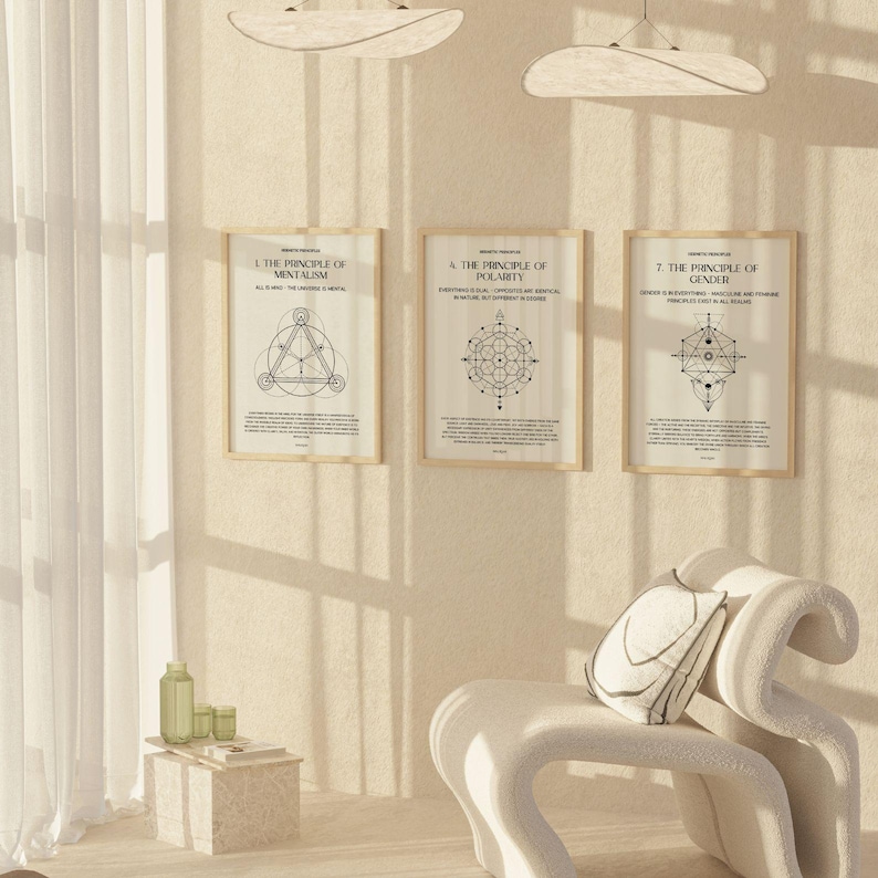 Hermetic Principles Poster Set of 7 Universal Laws | Alchemy & Mystical ...