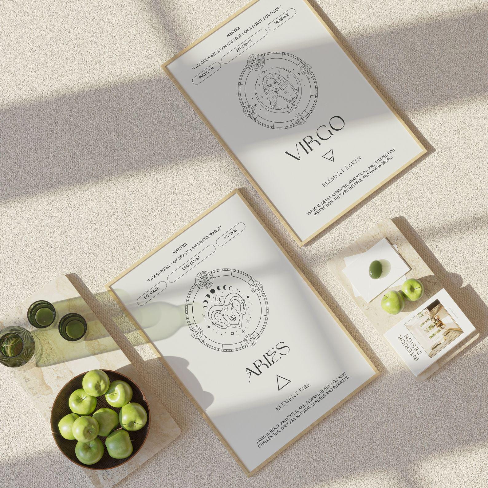 Zodiac Poster Bundle | 12 Zodiac Signs Poster Set | Astrology Wall Art ...