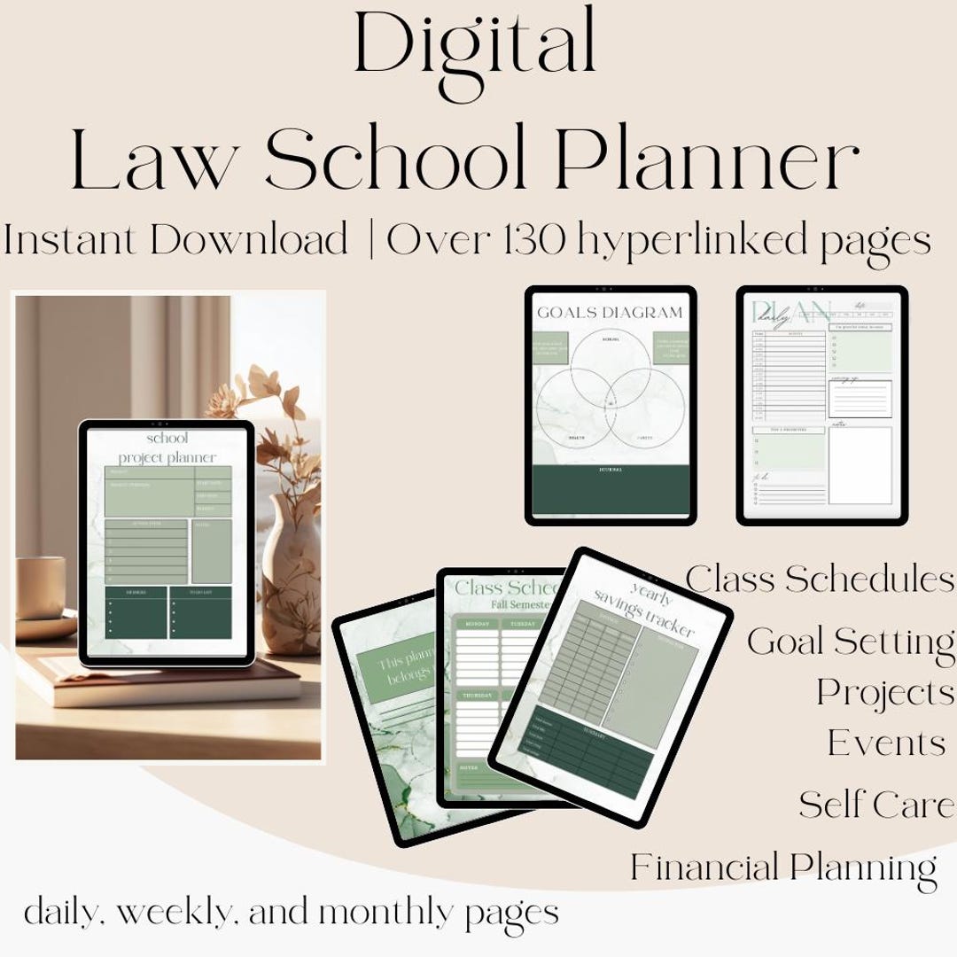 Digital Law School Student Planner | Undated Planner | Daily, Weekly ...