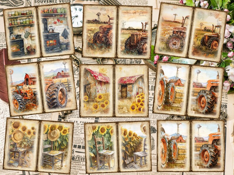 Countryside Farm P8 32 Junk Journal Pages, Rustic Farmhouse Ephemera ...