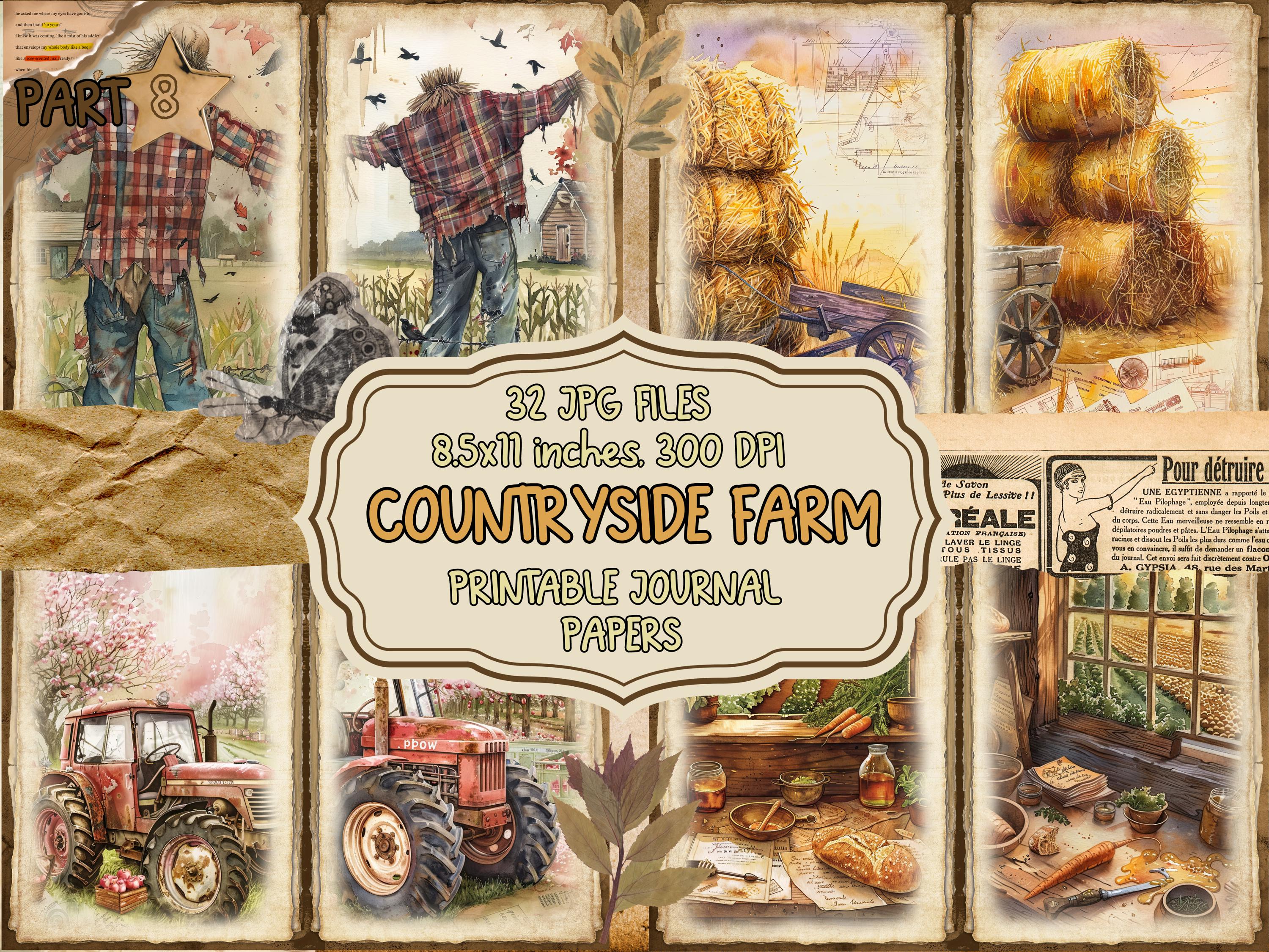 Countryside Farm P8 32 Junk Journal Pages, Rustic Farmhouse Ephemera ...