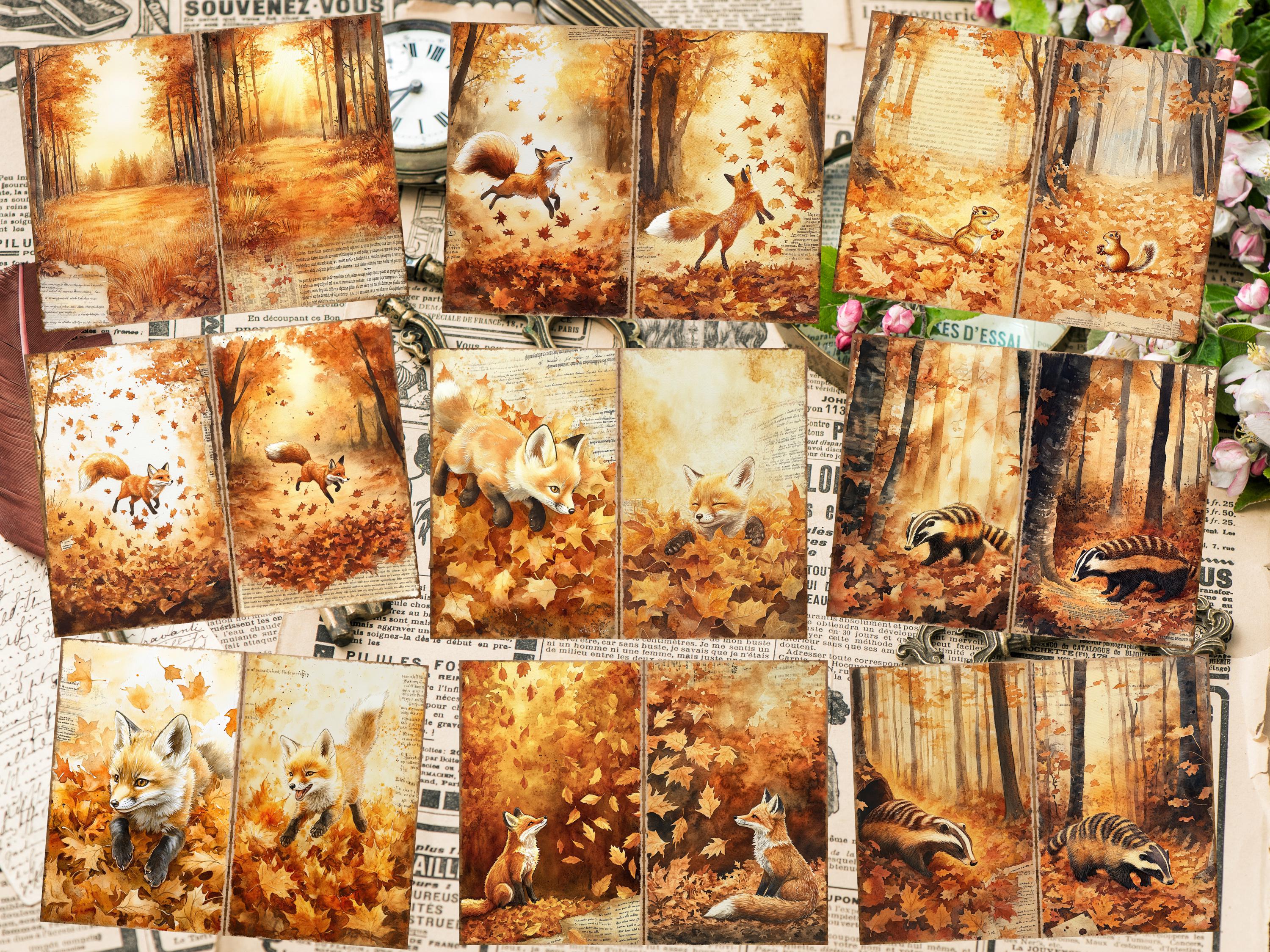 Amber Woodland P1 31 Junk Journal Pages, Vintage Forest Ephemera ...