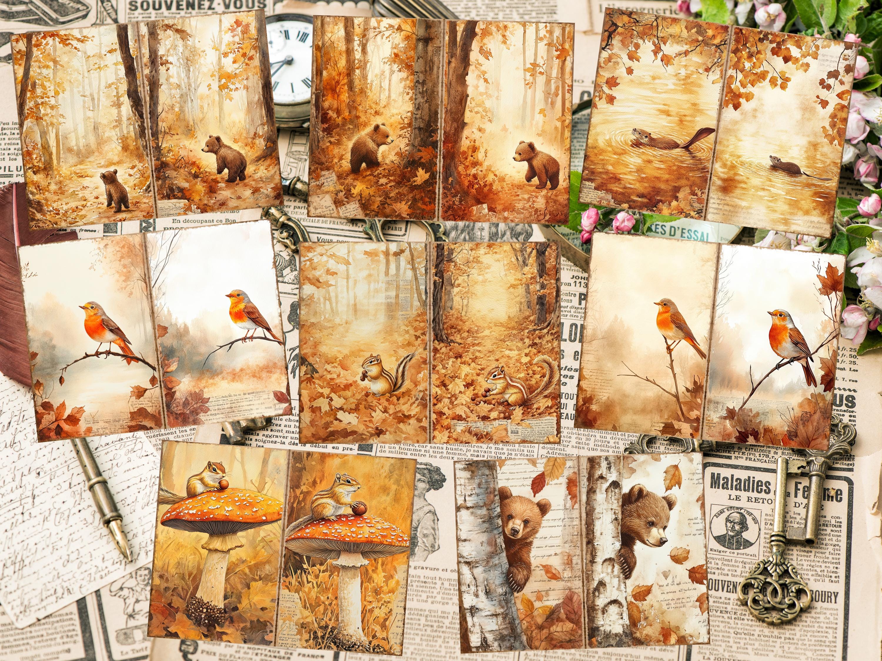 Amber Woodland P1 31 Junk Journal Pages, Vintage Forest Ephemera ...