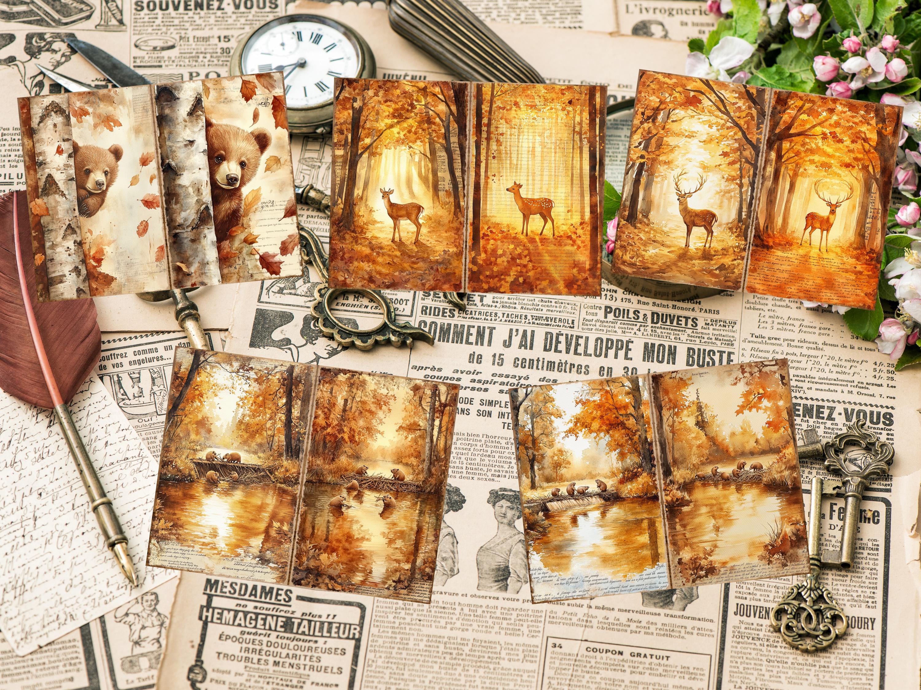 Amber Woodland P1 31 Junk Journal Pages, Vintage Forest Ephemera ...