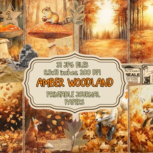 Amber Woodland P1 31 Junk Journal Pages, Vintage Forest Ephemera ...