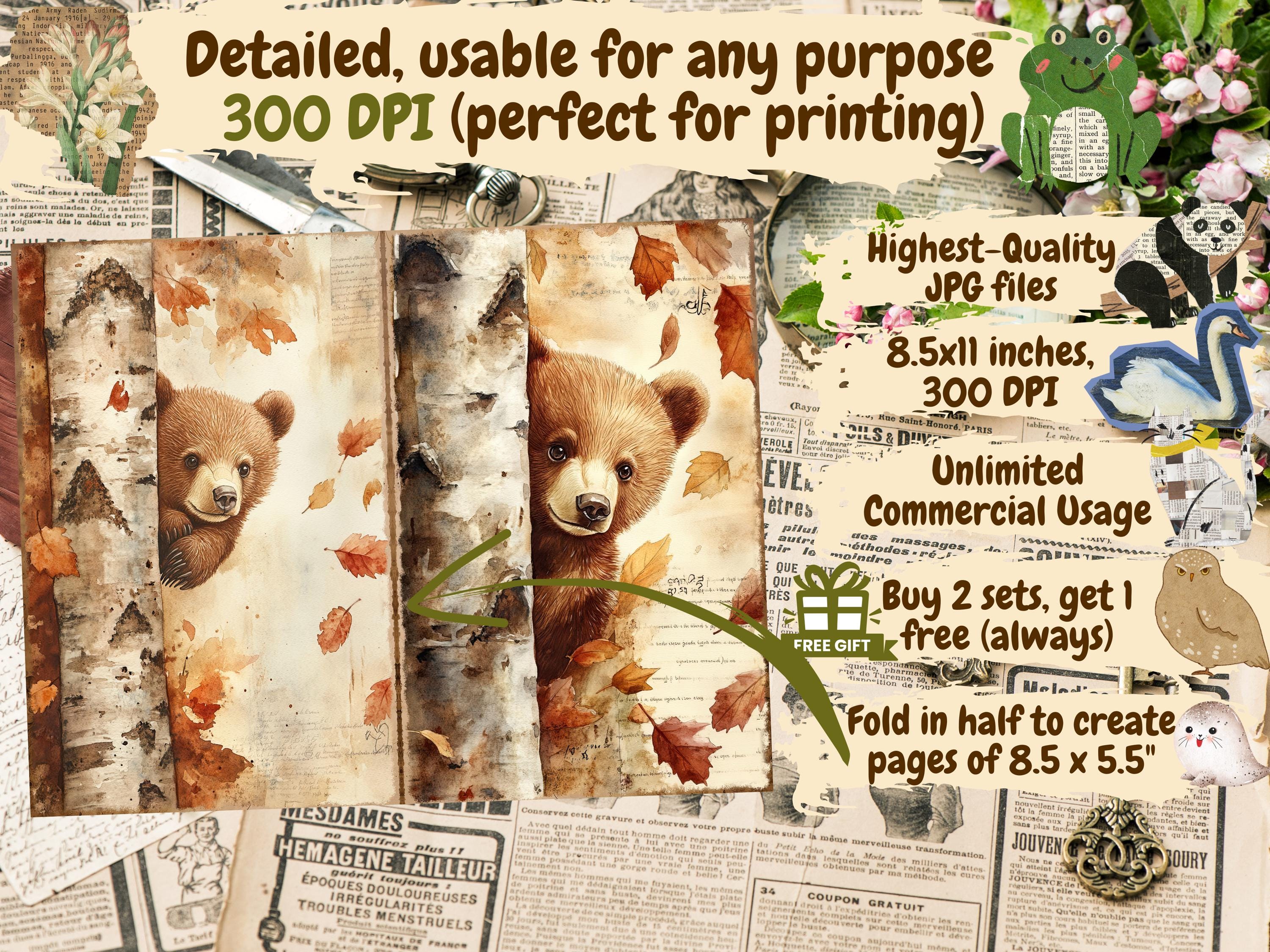 Amber Woodland P1 31 Junk Journal Pages, Vintage Forest Ephemera ...