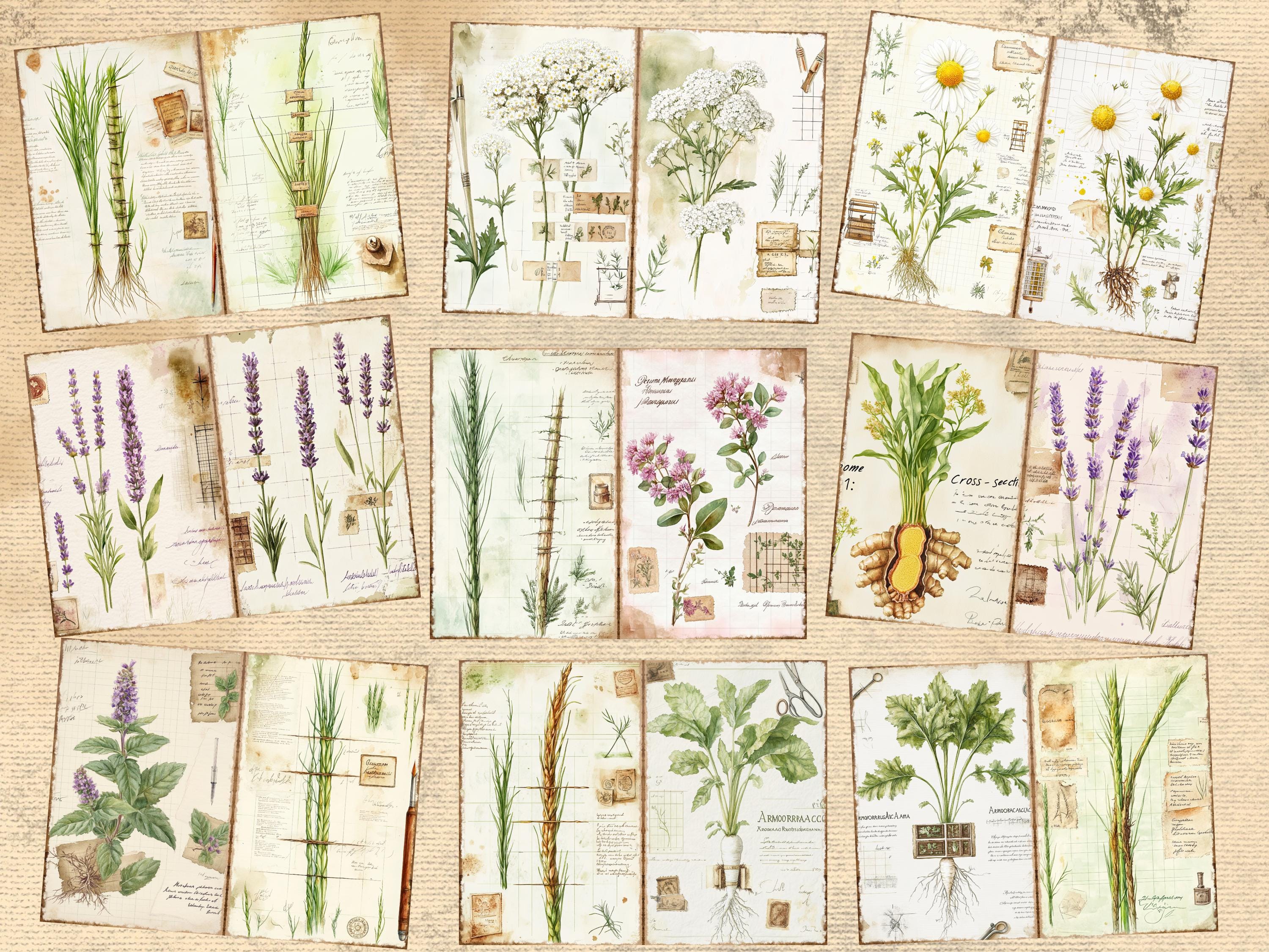 Herbarium P4 24 Junk Journal Pages, Vintage Botanical Ephemera, Plant ...