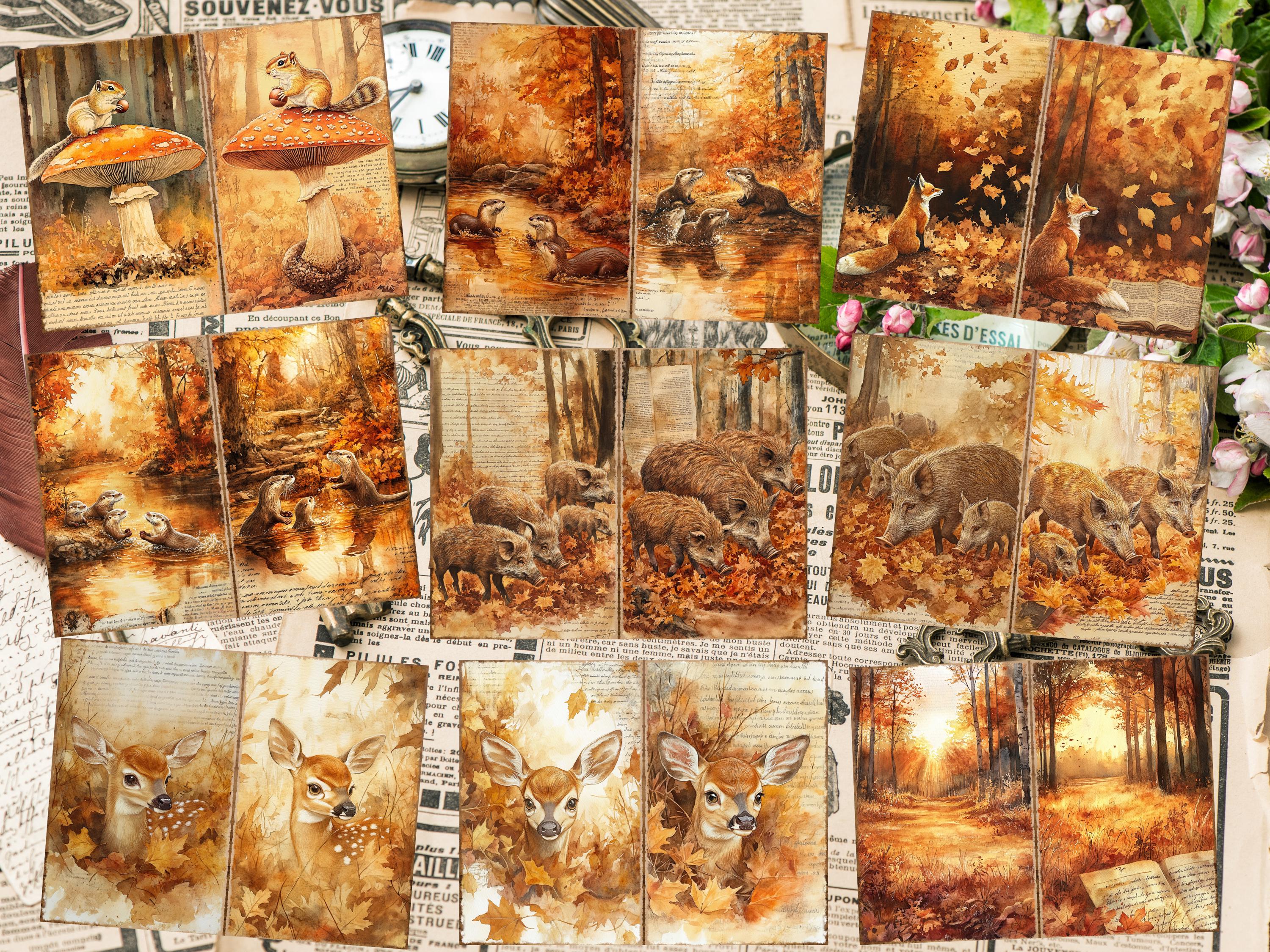 Amber Woodland P1 31 Junk Journal Pages, Vintage Forest Ephemera ...