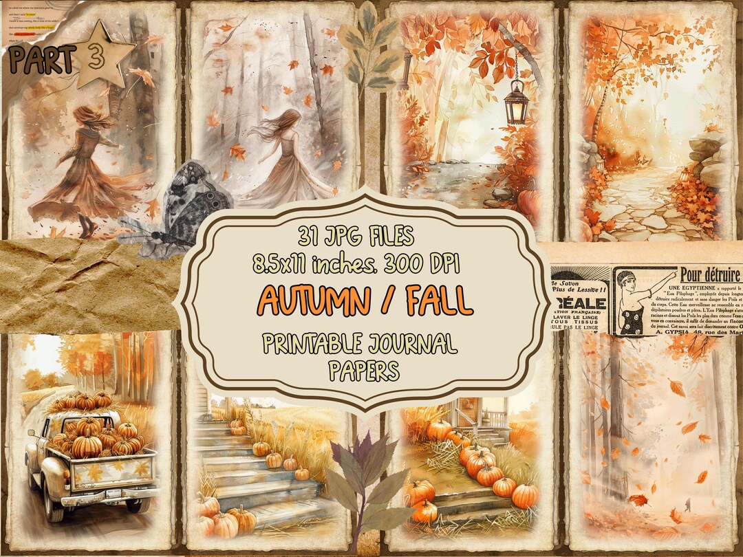 Autumn/fall P3 31 Junk Journal Pages, Fall Ephemera, Rustic Fall ...