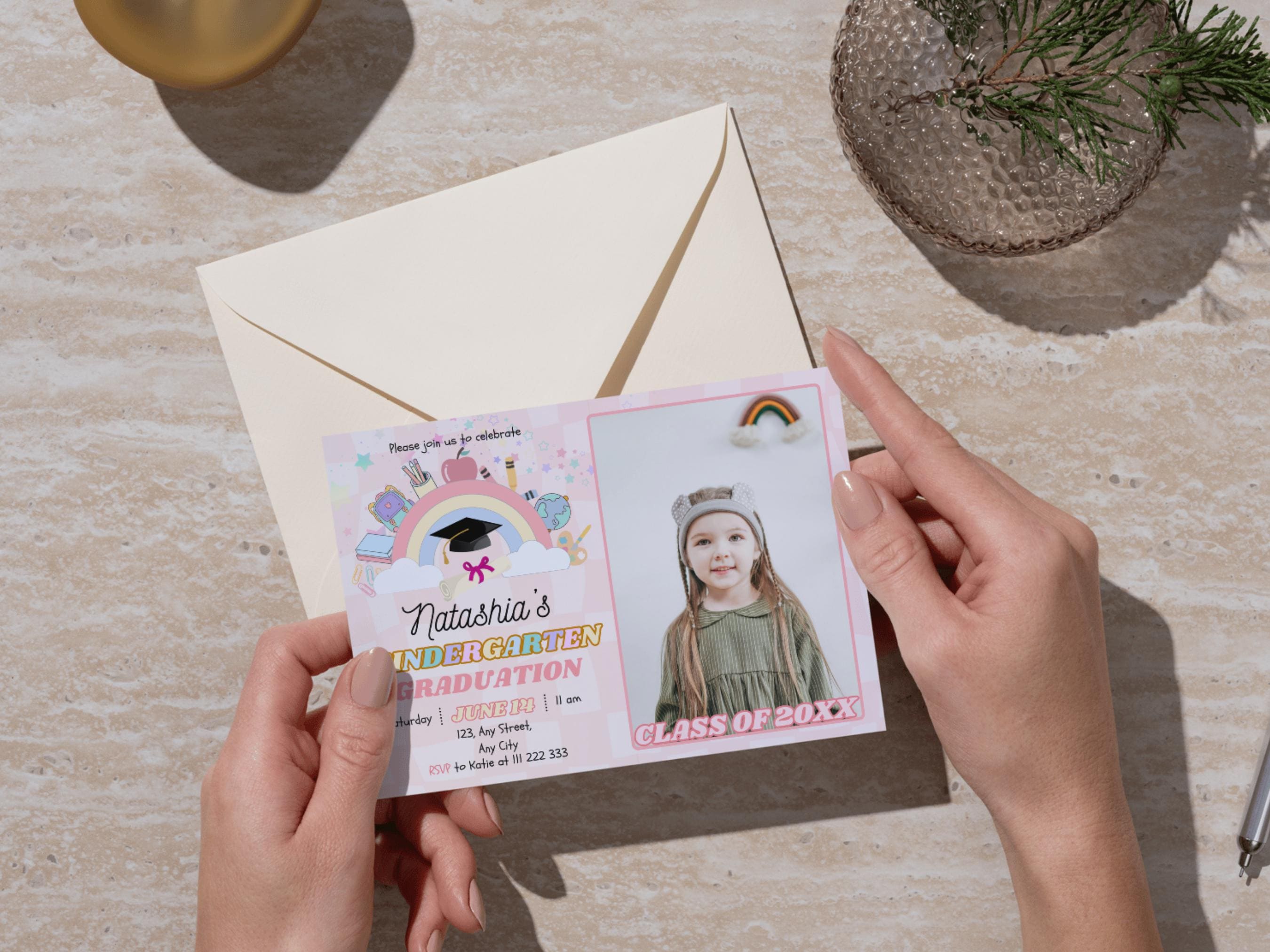 Editable Kindergarten Graduation Invitation Pre-k Daycare Elementary ...