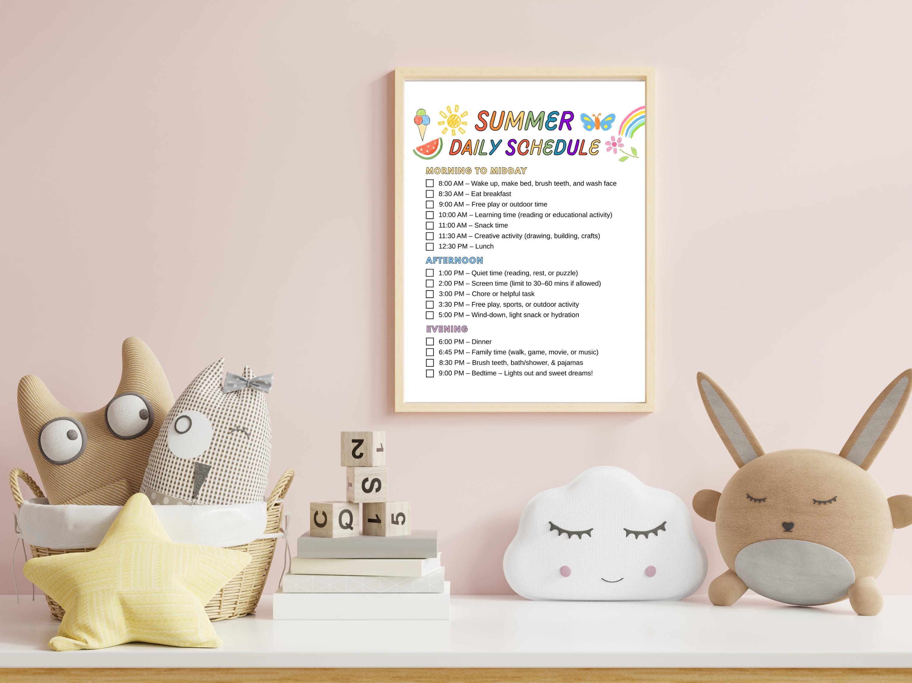 Editable Kids Summer Daily Schedule Template, Kid Schedule Chore Chart ...