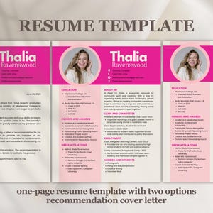 Sorority Resume Template and Cover Letter | Pink Editable Canva ...