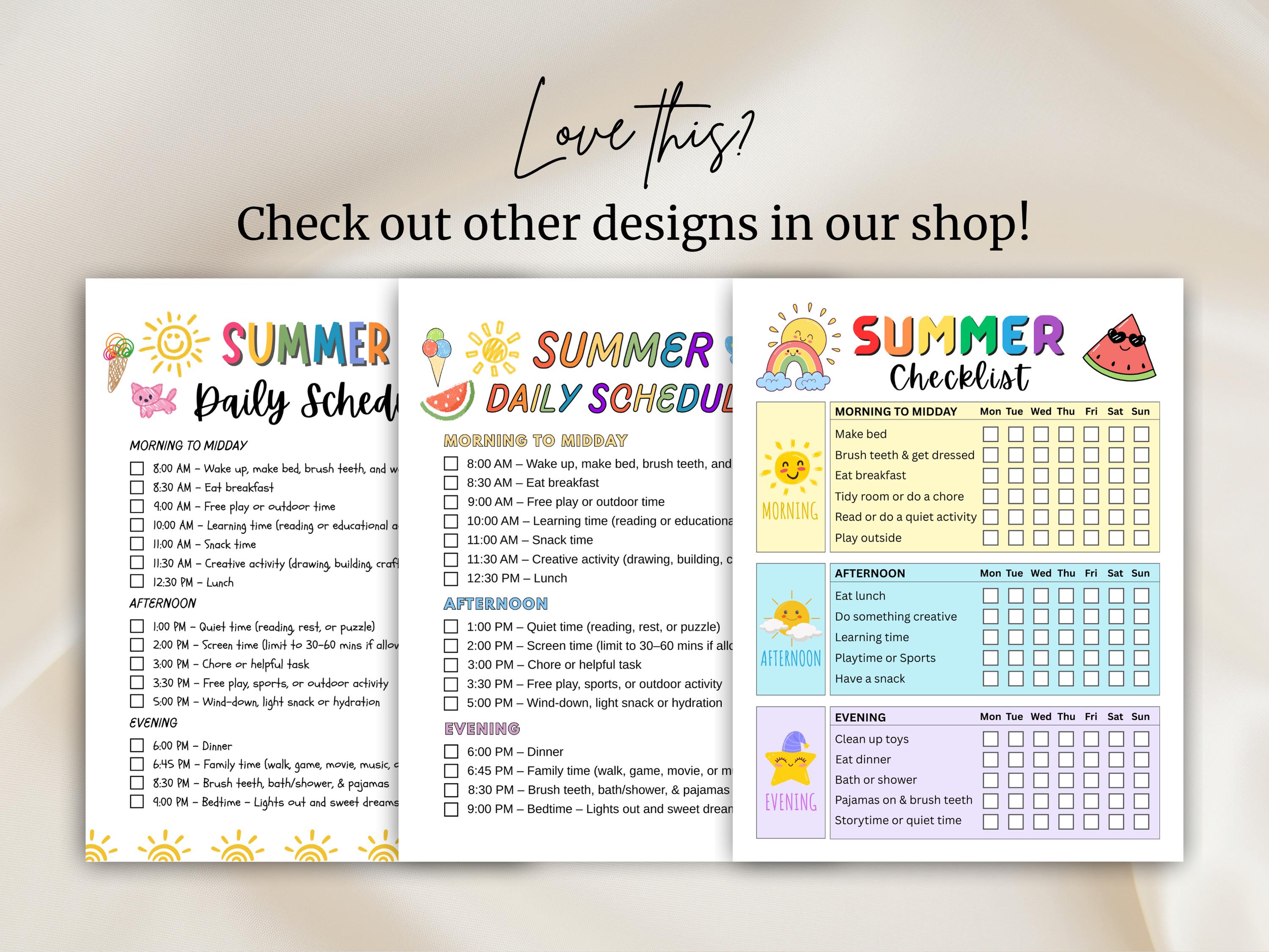Editable Summer Chore Chart for Teens Tweens Pre-teens, Daily and ...