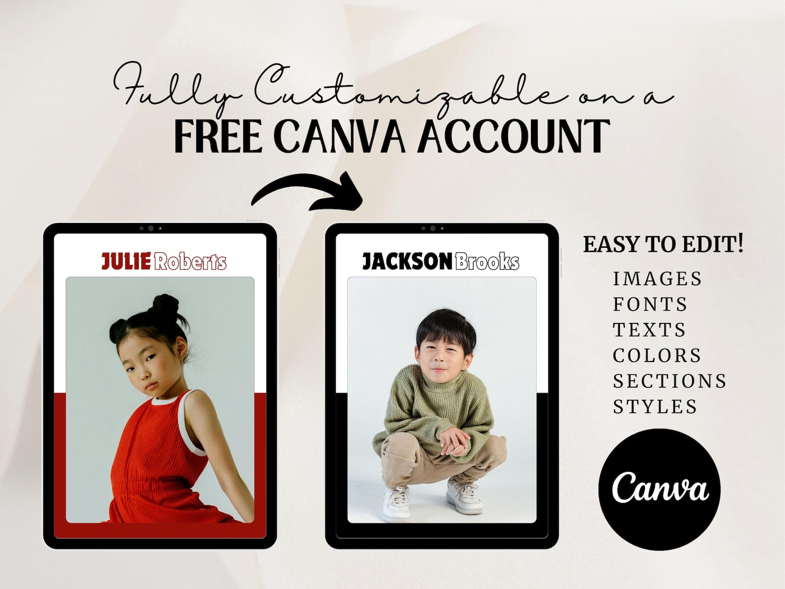 Kids Comp Card Template | Fashion Modeling Photo Card, Child Actor ...