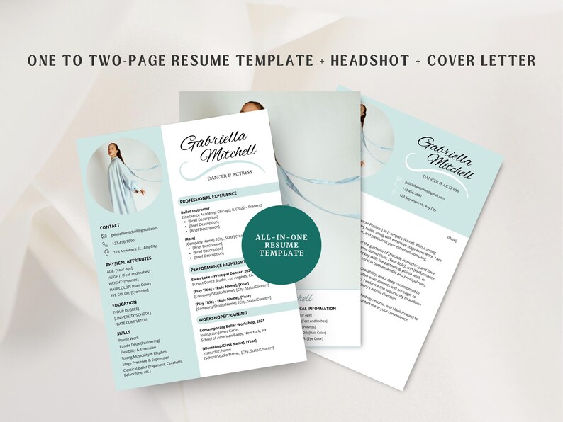 Ballet Dancer Resume Template Bundle, Ballerina Dance Audition Resume ...