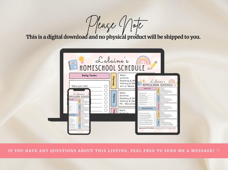 Editable Homeschool Schedule for Kids and Teens, Printable Homeschool ...