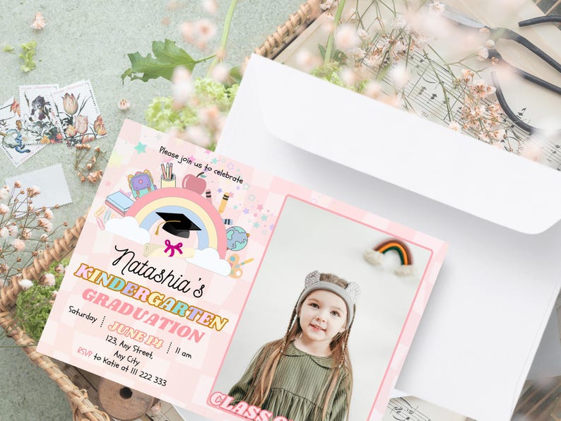 Editable Kindergarten Graduation Invitation Pre-k Daycare Elementary ...