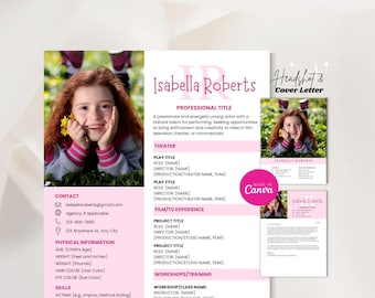 Child Actor Resume Template, Acting Kid Resume With Headshot and Cover ...