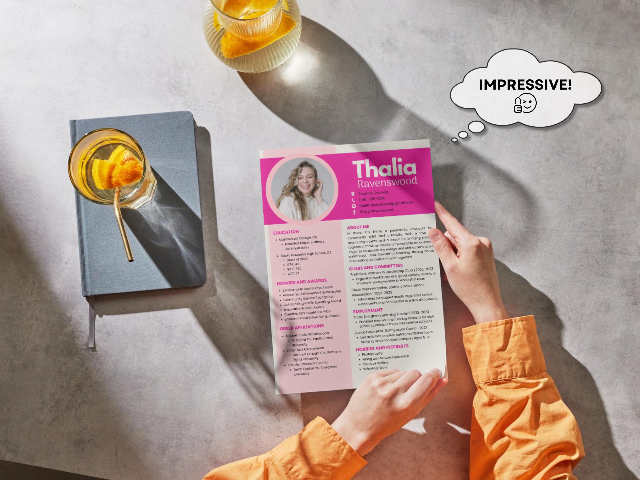 Sorority Resume Template and Cover Letter Pink Editable Canva Template ...