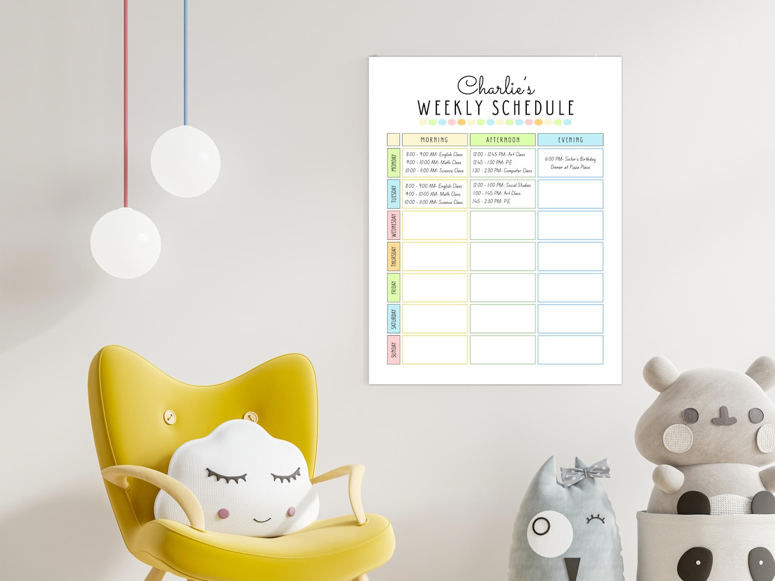 Editable Weekly Schedule for Teens Tweens Pre-teen Kids Weekly Planner ...